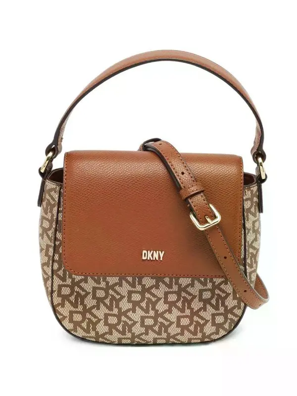 Dkny Immy Monogram Crossbody Mini Bag - Brown