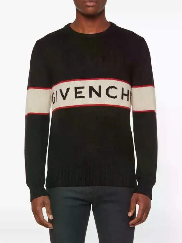 Givenchy Logo Intarsia Wool Sweater - Black