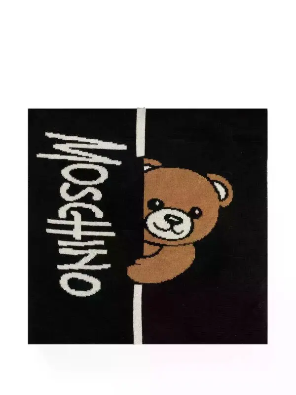 Moschino Teddy Bear Intarsia-knit Scarf - Black