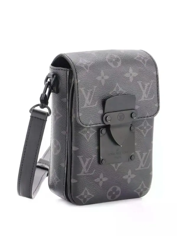 LOUIS VUITTON S Lock Vertical Wearable Wallet Monogram Eclipse Canvas Crossbody Bag - Black