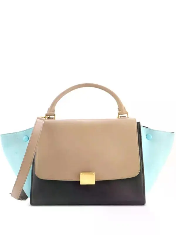 Celine Tricolor Trapeze Bag Leather Small Satchel - Blue