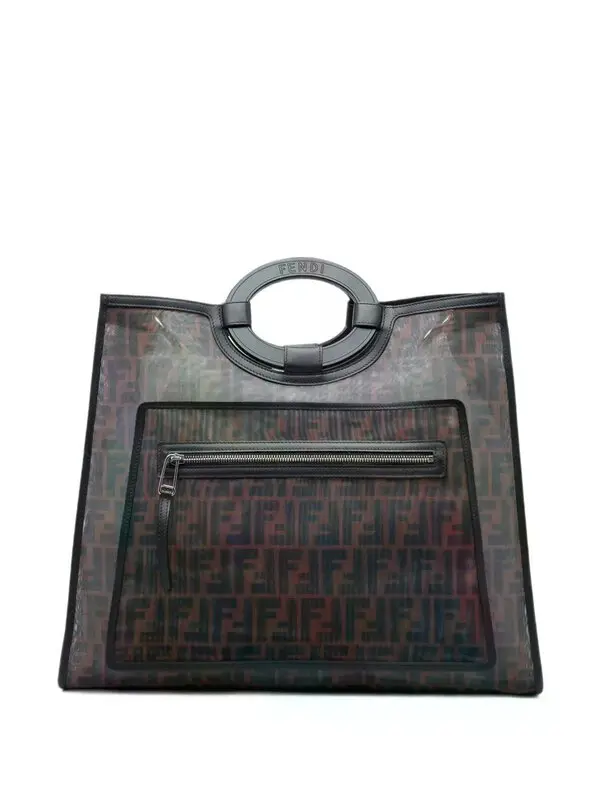 Fendi 2016-2026 Large Ff 1974 Mesh Runaway Shopper Tote Satchel - Brown