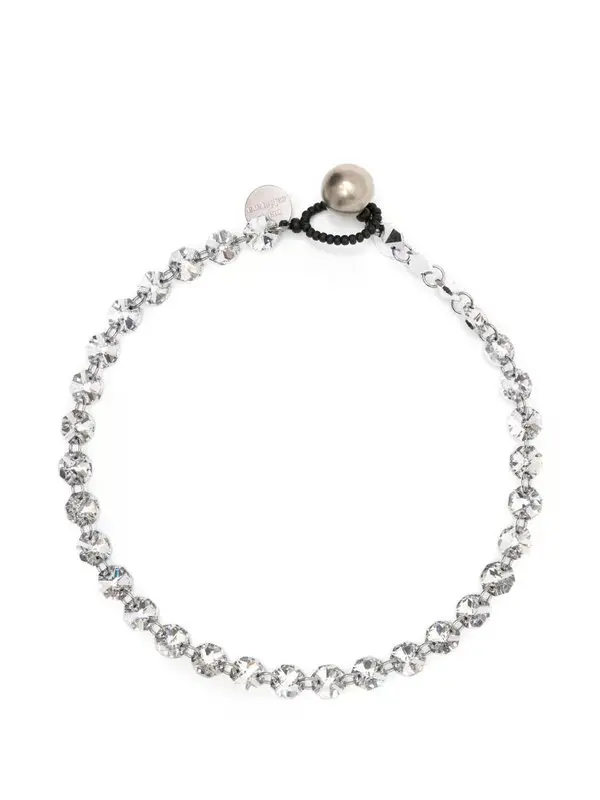MARIA CALDERARA Crystal Embellished Bead Detail Necklace - Silver