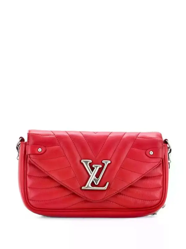 LOUIS VUITTON New Wave Chain Pochette Quilted Leather Clutch Bag - Red