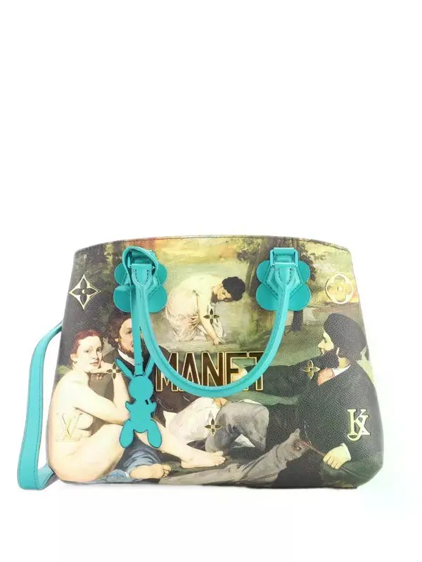 LOUIS VUITTON Montaigne Handbag Limited Edition Jeff Koons Manet Print Canvas Mm Satchel - Green