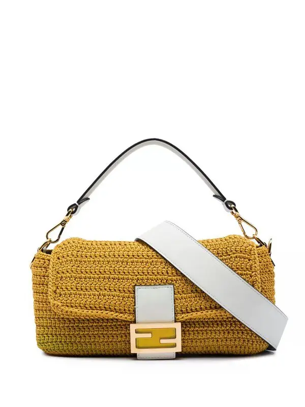 Fendi 2010-2026 Crochet Raffia Baguette Satchel