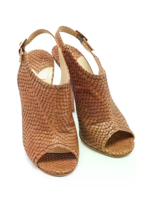 JIMMY CHOO Snakeskin-effect Slingback Sandals