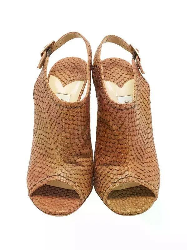 JIMMY CHOO Snakeskin-effect Slingback Sandals