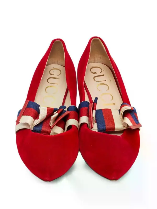 Gucci Velvet Web Bow Ballet Flats