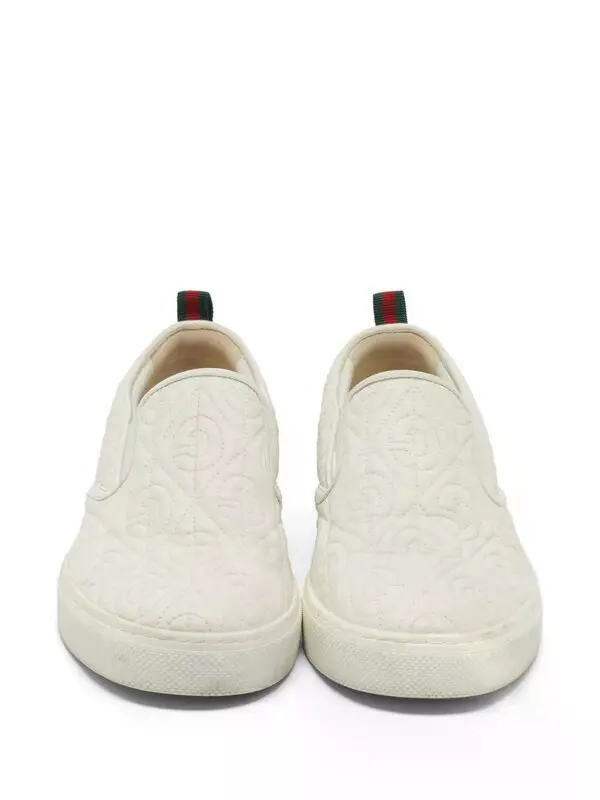 Gucci Leather Quilted Rhombus Pattern Slip-on Sneakers