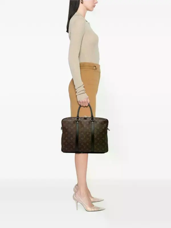 LOUIS VUITTON Monogram Macassar Porte Documents Jour Business Bag - Brown