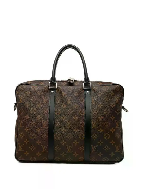 LOUIS VUITTON Monogram Macassar Porte Documents Jour Business Bag - Brown