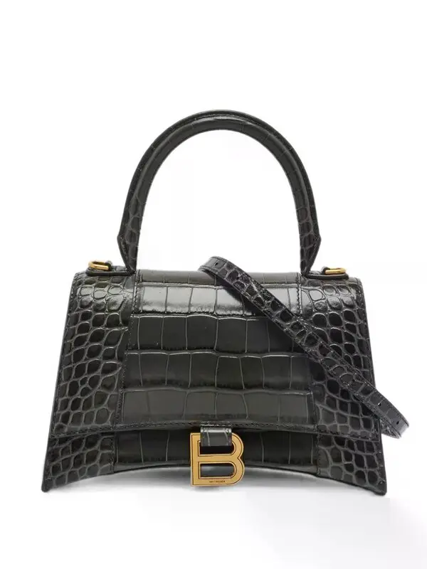 Balenciaga 2023 Hourglass Crocodile-embossed Tote Bag