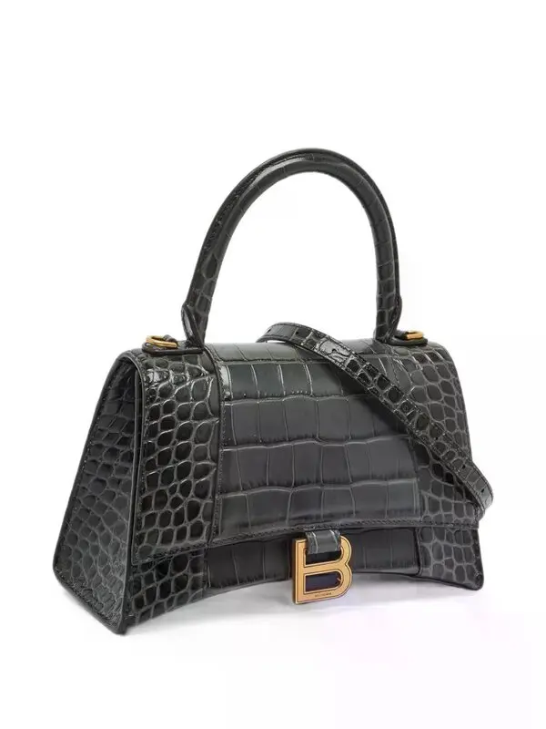 Balenciaga 2023 Hourglass Crocodile-embossed Tote Bag