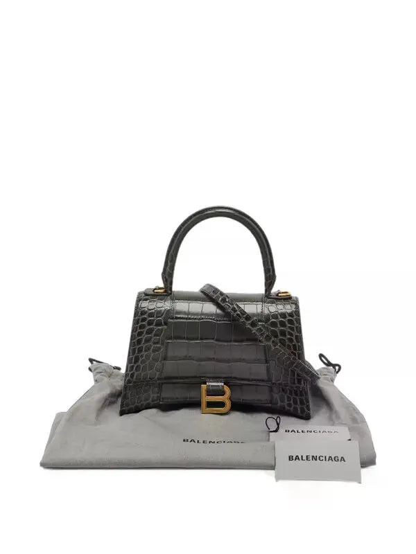 Balenciaga 2023 Hourglass Crocodile-embossed Tote Bag