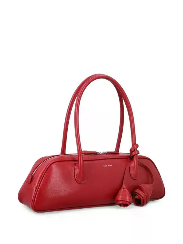 Magda Butrym Brigitte Trapeze Rose-detail Leather Tote Bag - Red