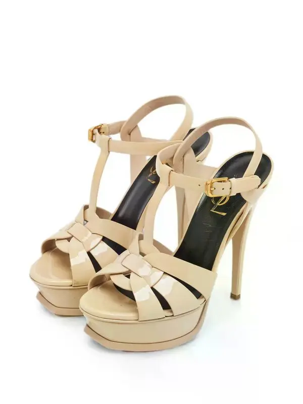 Saint Laurent Tribute Platform Sandals - Neutrals