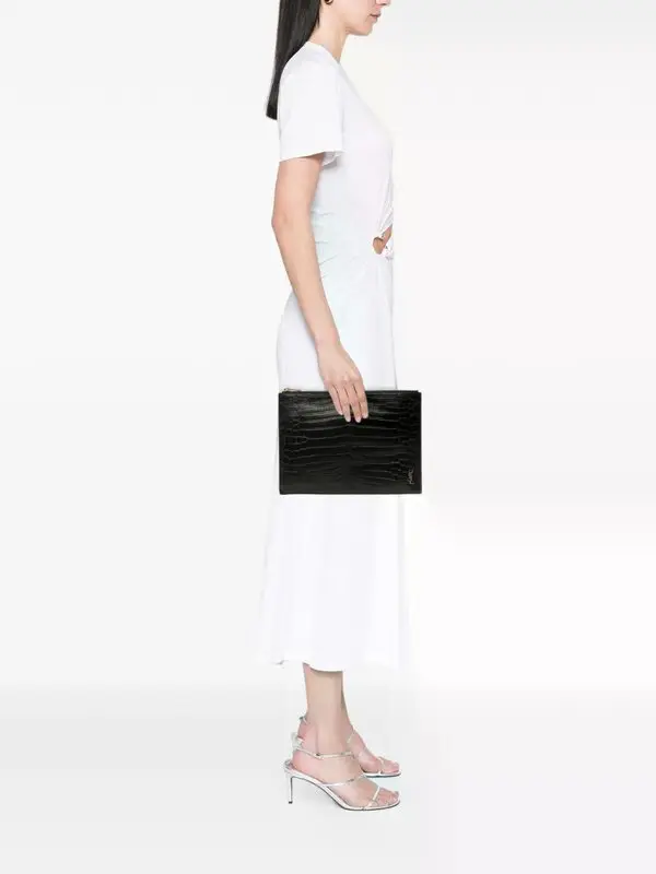 Saint Laurent Croc Embossed Leather Tablet Holder Clutch Bag