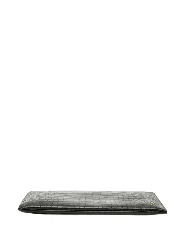 Saint Laurent Croc Embossed Leather Tablet Holder Clutch Bag