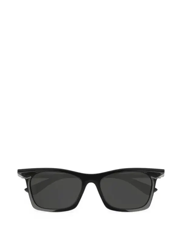 Balenciaga Logo-detail Rectangle-frame Sunglasses - Black