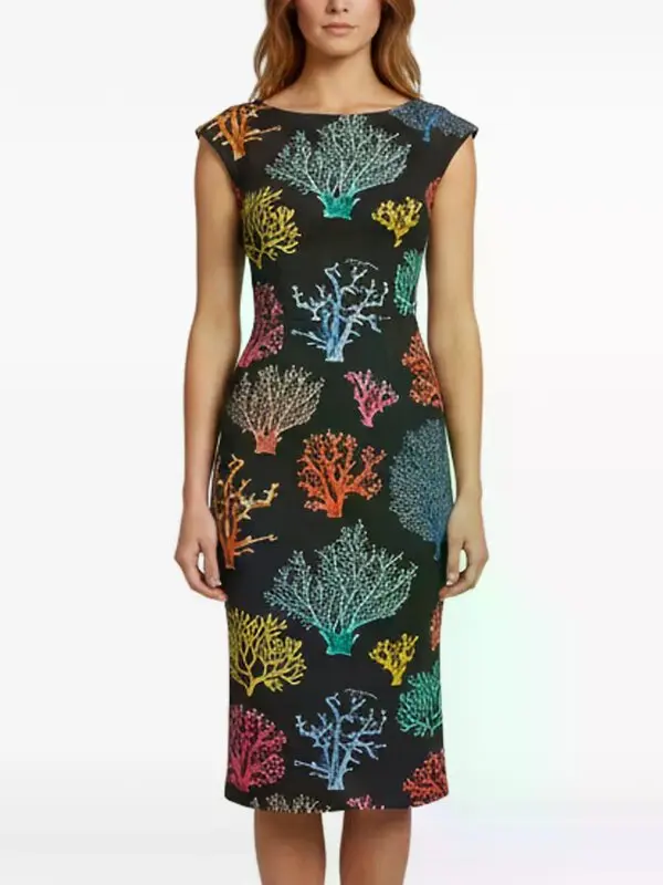 Dolce & Gabbana Sleeveless Coral Print Midi Dress