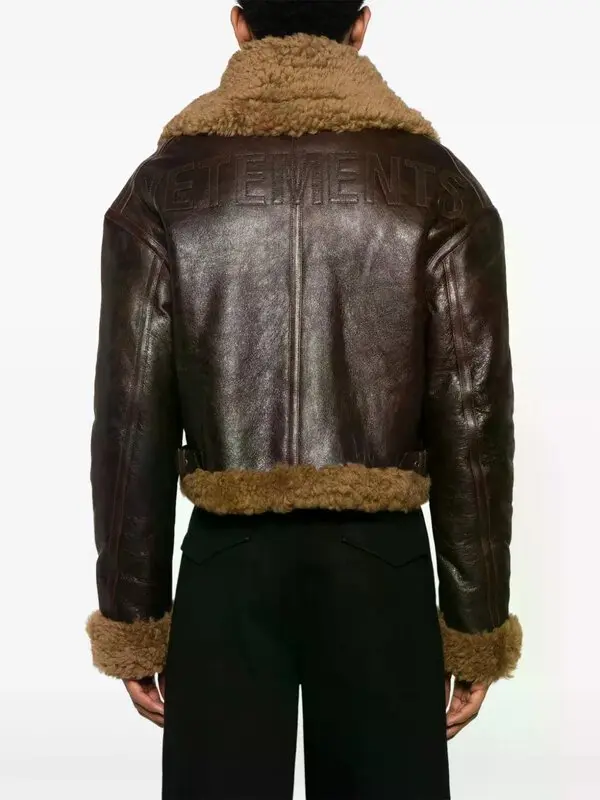 Vetements Oversized Leather And Shearling Jacket