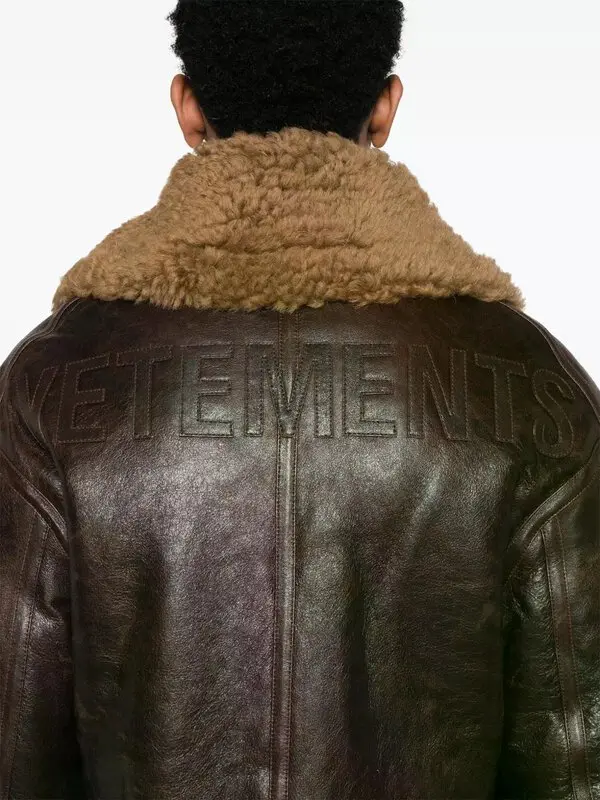 Vetements Oversized Leather And Shearling Jacket