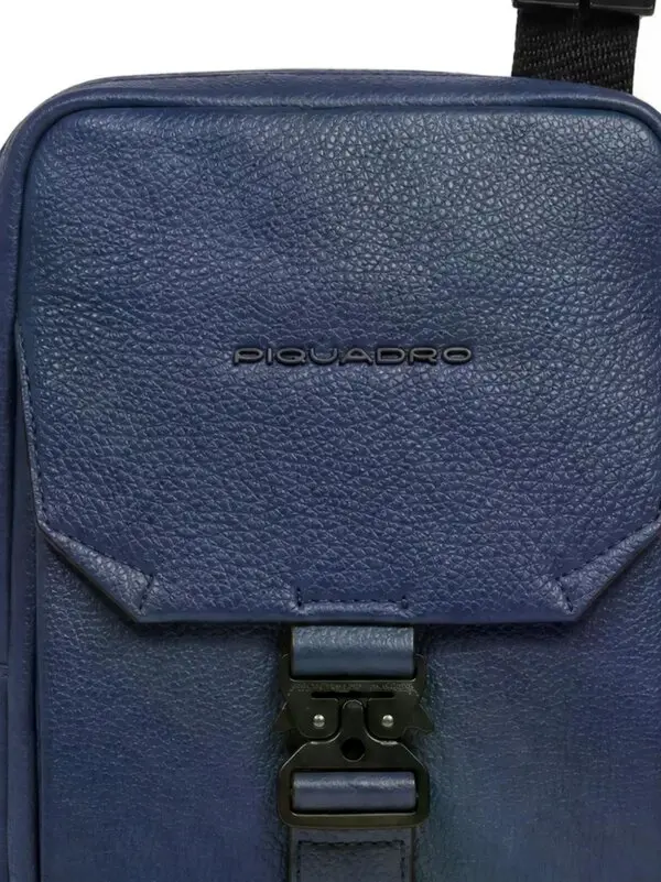 PIQUADRO Buckle-fastening Pebbled-leather Bag - Blue