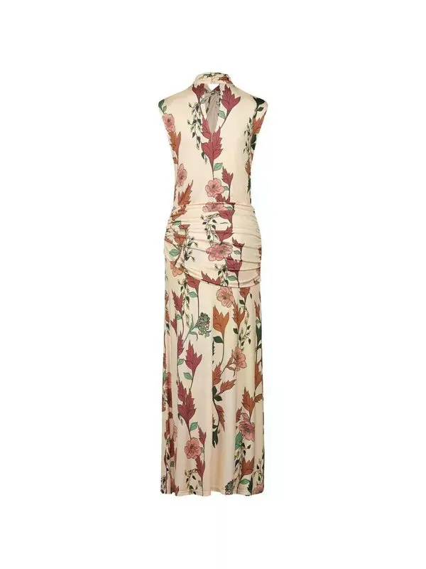 Johanna Ortiz Hibiscus Compass Ruched Maxi Dress