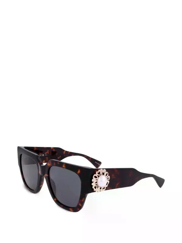 Moschino Tortoiseshell Effect Logo Plaque Square Frame Sunglasses - Brown