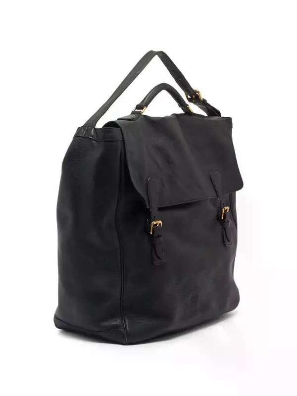 Burberry Buckled Flap Leather Weekend Bag