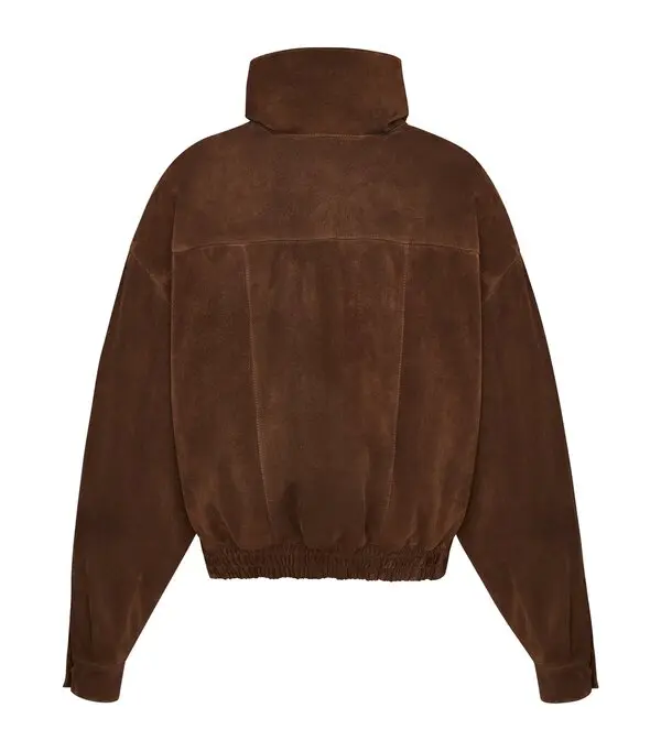Saint Laurent Suede Funnel Neck Bomber Jacket