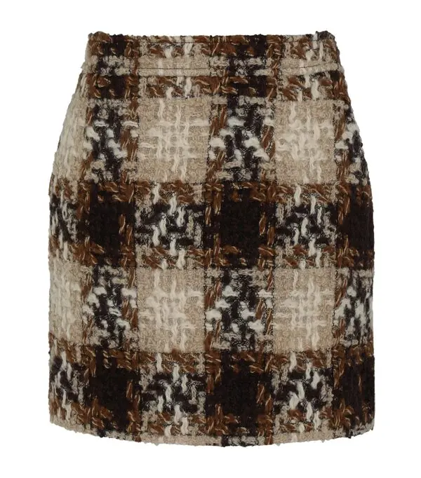 Saint Laurent Wool Tweed Check Mini Skirt - Grey