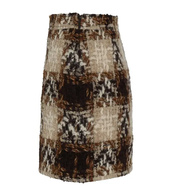 Saint Laurent Wool Tweed Check Mini Skirt
