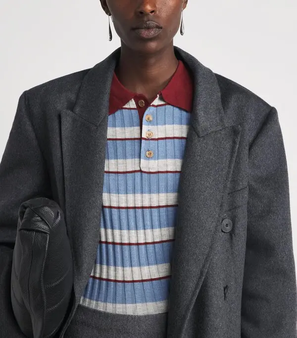 Brandon Maxwell Silk-cashmere Stripe Joni Polo Shirt