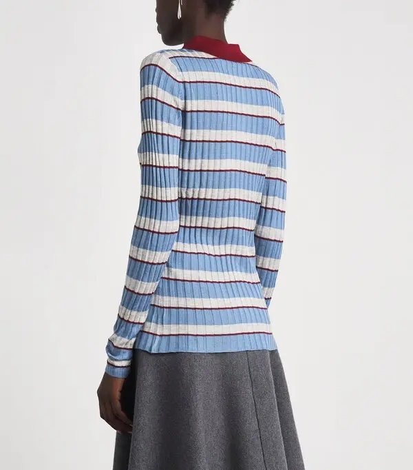 Brandon Maxwell Silk-cashmere Stripe Joni Polo Shirt