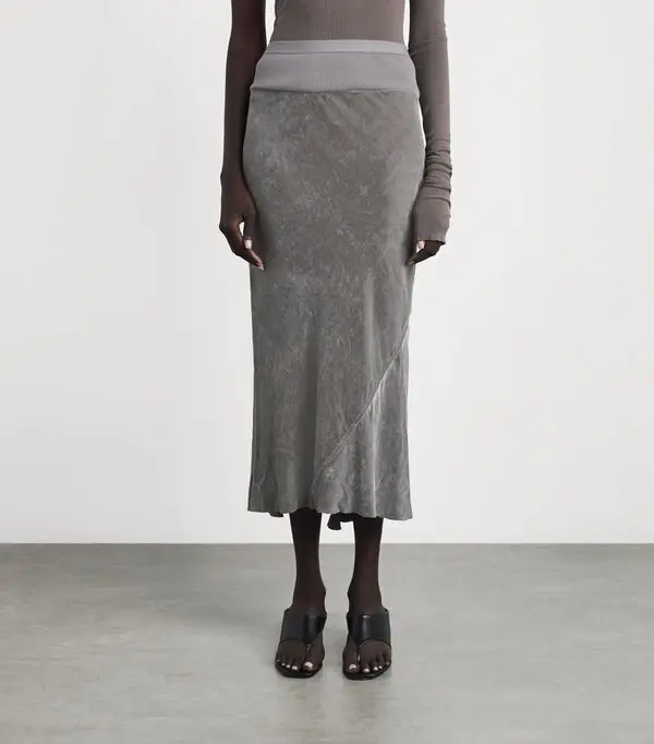 Rick Owens Velvet Midi Slip Skirt - Grey