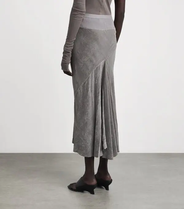 Rick Owens Velvet Midi Slip Skirt - Grey