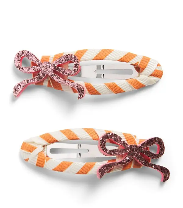 ROCKAHULA Stripe Glitter-bow Hair Clips
