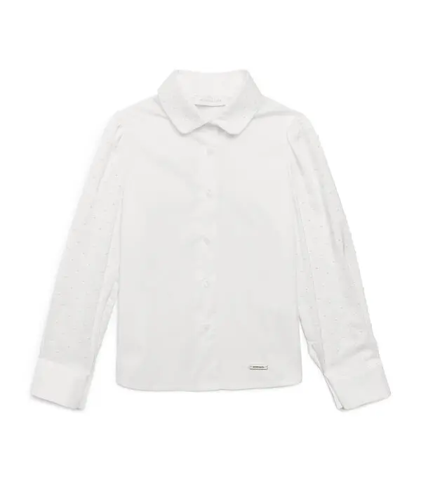 Monnalisa Satin Polka Dot Shirt - Ivory