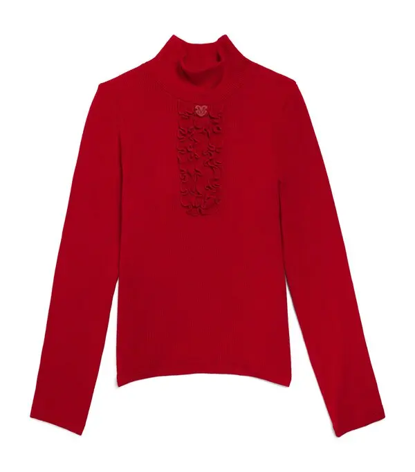 Monnalisa Ribbed Ruffle Rollneck Top