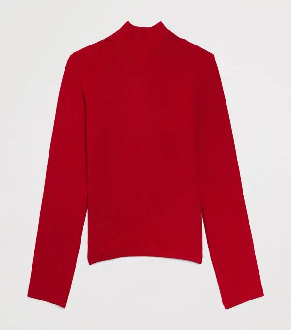 Monnalisa Ribbed Ruffle Rollneck Top
