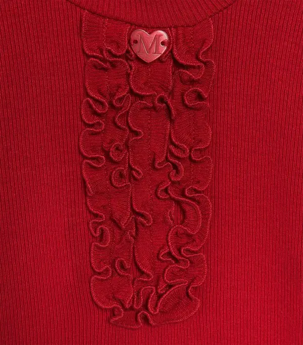Monnalisa Ribbed Ruffle Rollneck Top