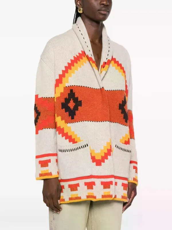 KUJTEN Intarsia-knit Shawl-collar Cardigan