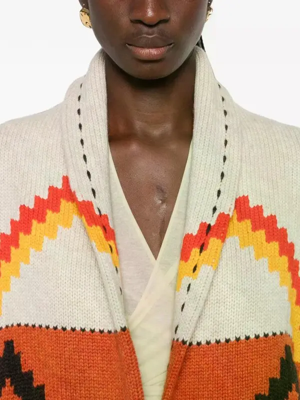 KUJTEN Intarsia-knit Shawl-collar Cardigan