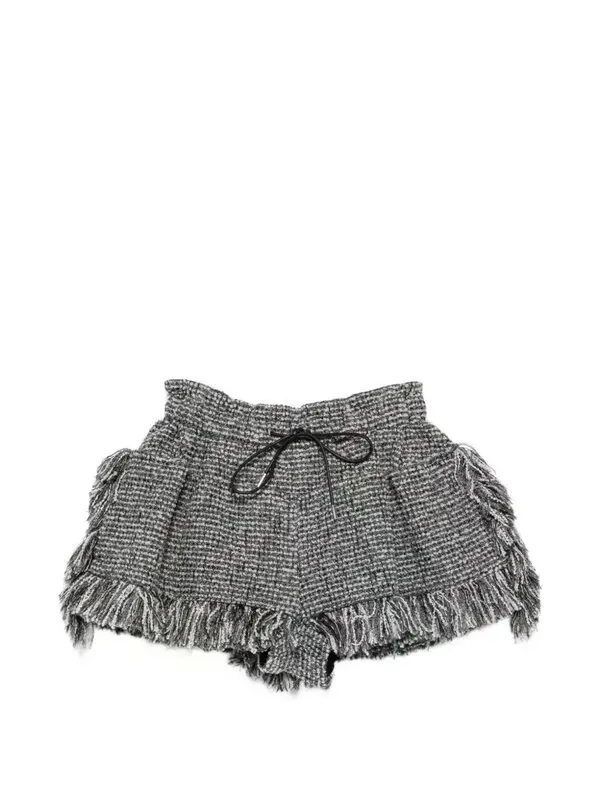 Sacai Fringed Tweed Shorts - Grey