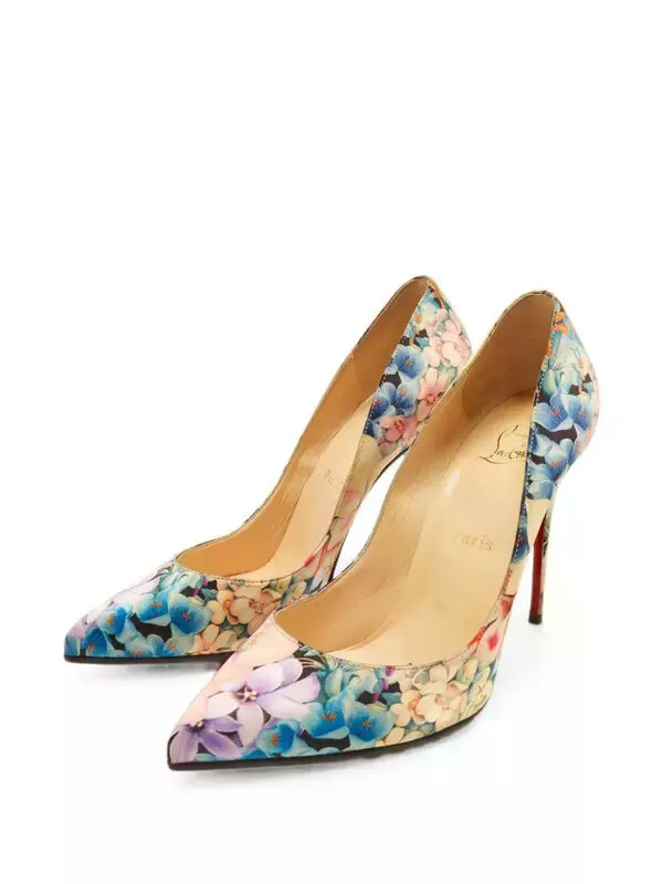 CHRISTIAN LOUBOUTIN Pigalle Follies Floral-print Pumps - Neutrals