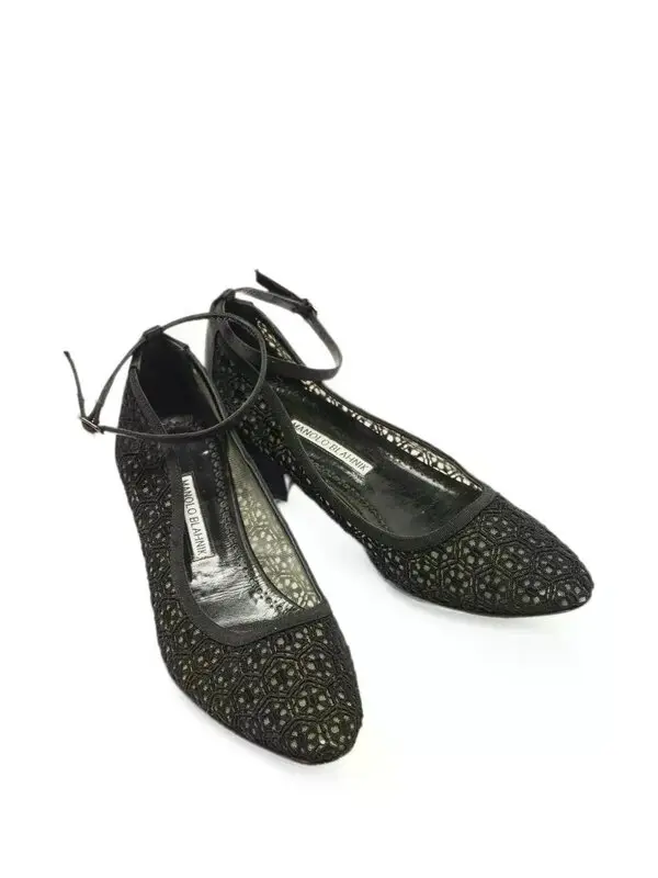 Manolo Blahnik Lace Block Heel Pumps