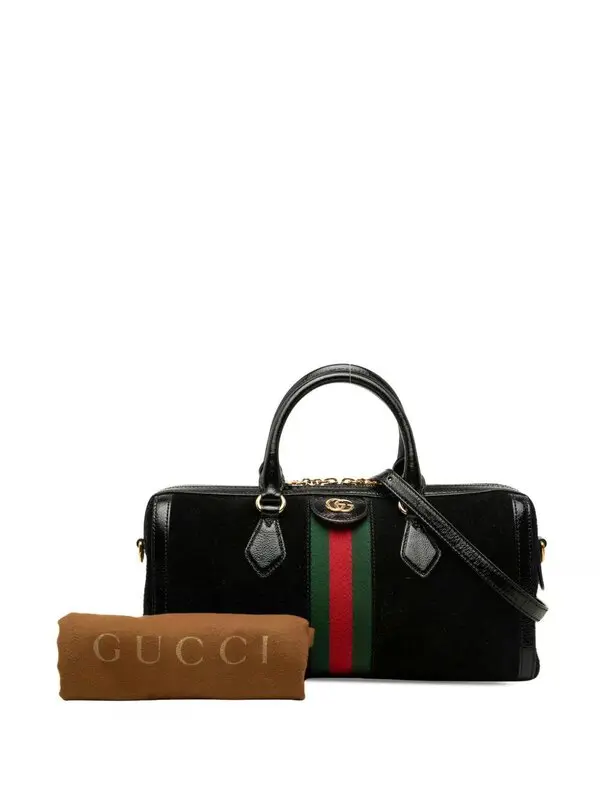 Gucci 2000-2015 Medium Suede Web Ophidia Top Handle Bag Satchel