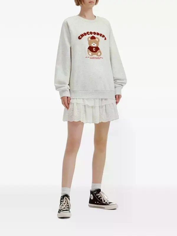 CHOCOOLATE Bear Patch Long Sleeve Sweatshirt